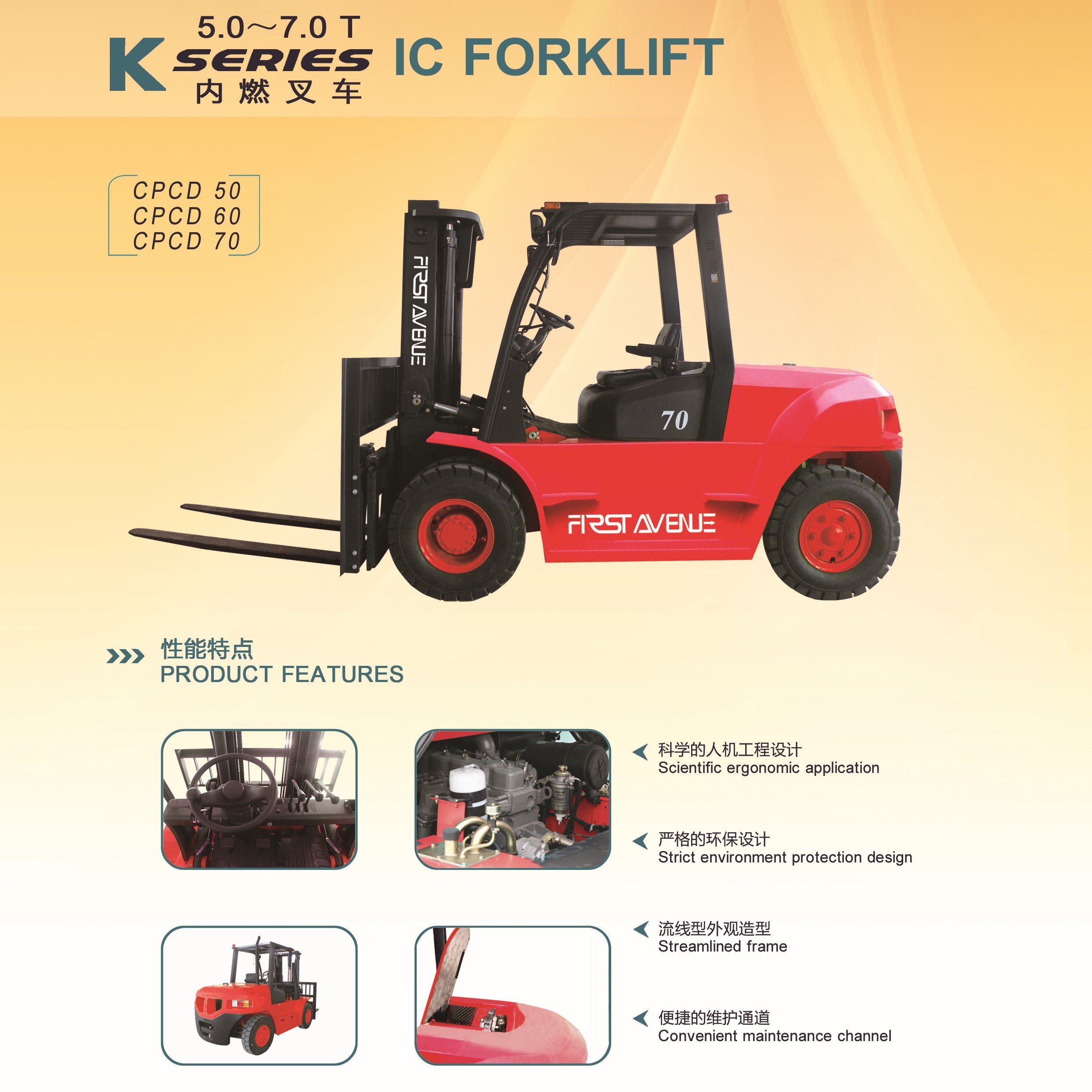 Diesel Forklift CPCD70 7Ton Diesel Automatic Forklift from China ...